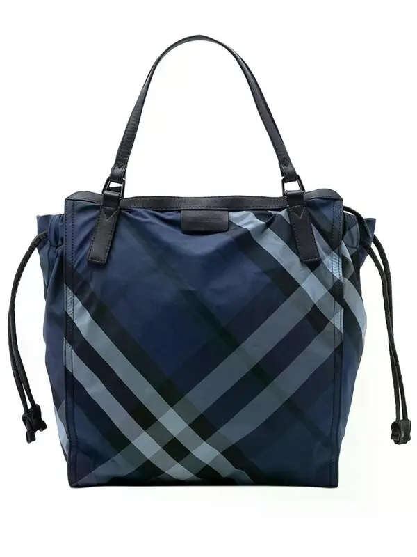 Burberry Supernova Check Nylon Buckleigh Tote Bag - Blue