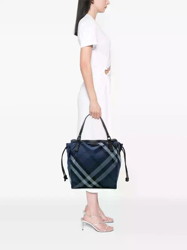 Burberry Supernova Check Nylon Buckleigh Tote Bag - Blue