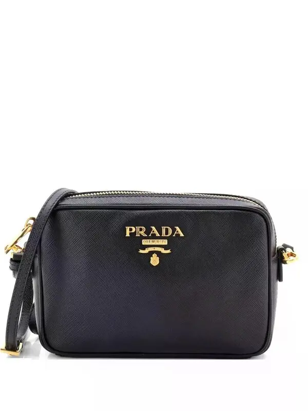 Prada Camera Shoulder Bag Saffiano Leather Small Crossbody Bag - Black