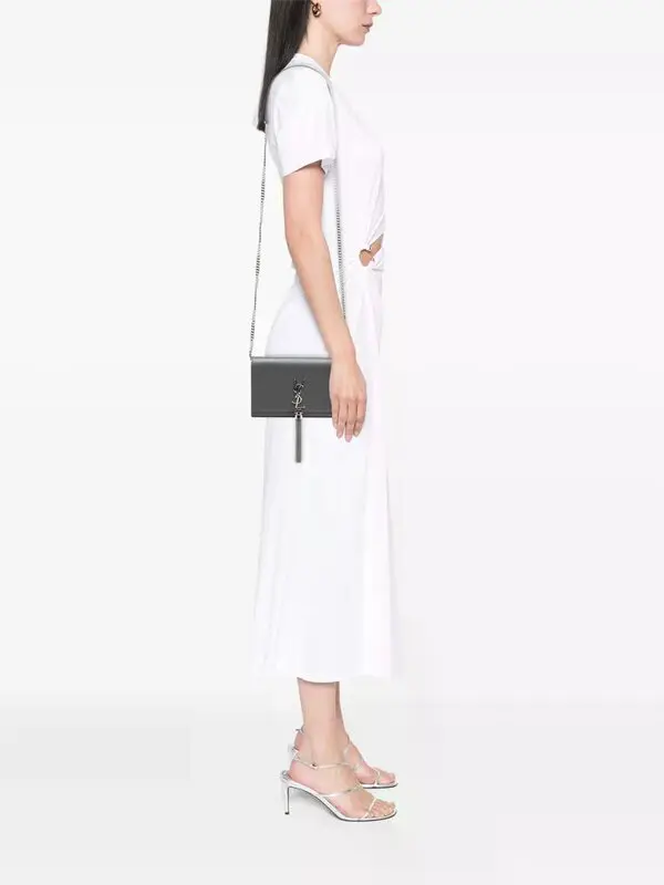 Saint Laurent Monogram Kate Tassel Wallet On Chain - Grey