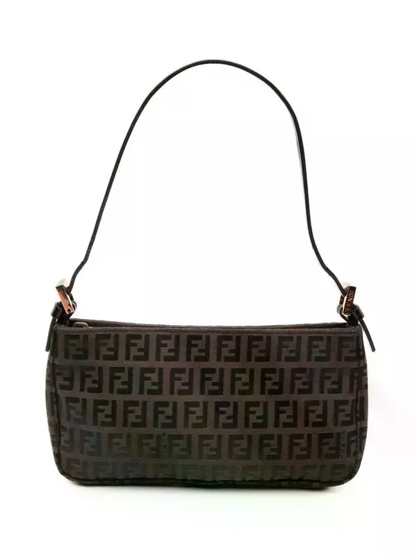 Fendi 2000-2010 Zucchino Canvas Pochette Shoulder Bag - Brown