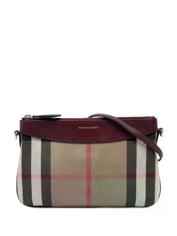 Burberry Mega Check Canvas Peyton Crossbody Bag - Red