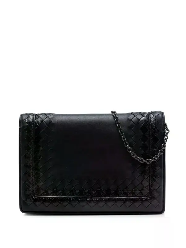 Bottega Veneta Karung Trimmed Intrecciato Shoulder Bag - Black