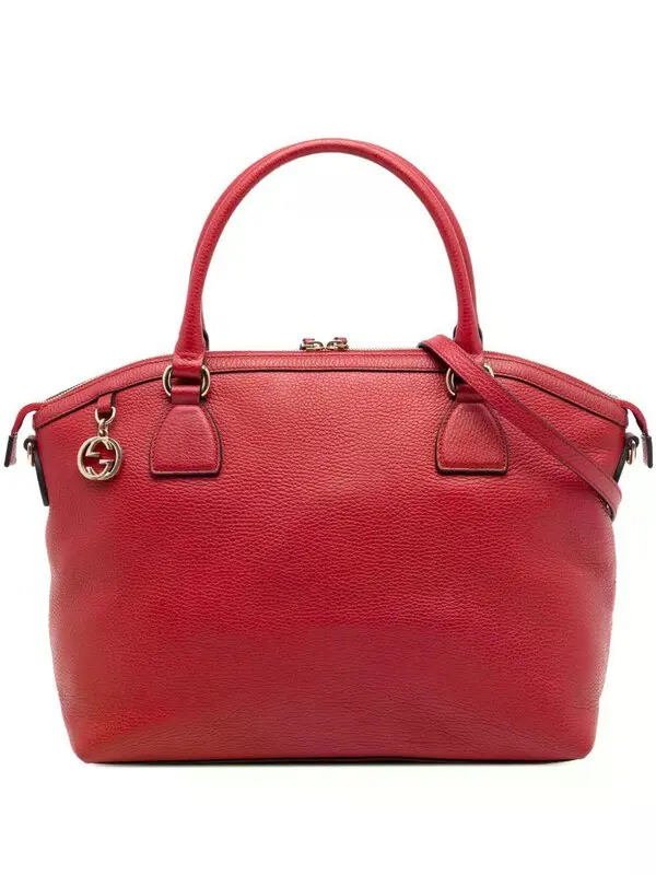 Gucci Large Dollar Calfskin Gg Charm Dome Satchel - Red