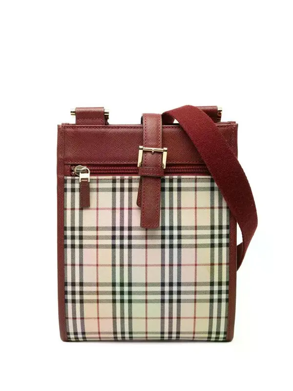 Burberry House Check Canvas Crossbody Bag - Red