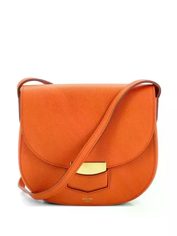 Celine Trotteur Grainy Leather Small Crossbody Bag - Orange