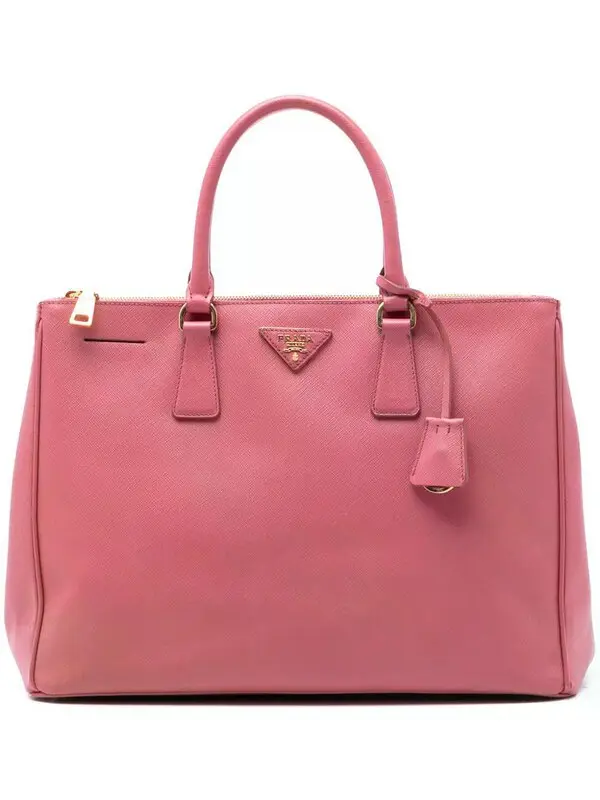 Prada Large Saffiano Lux Galleria Double Zip Tote Bag - Pink