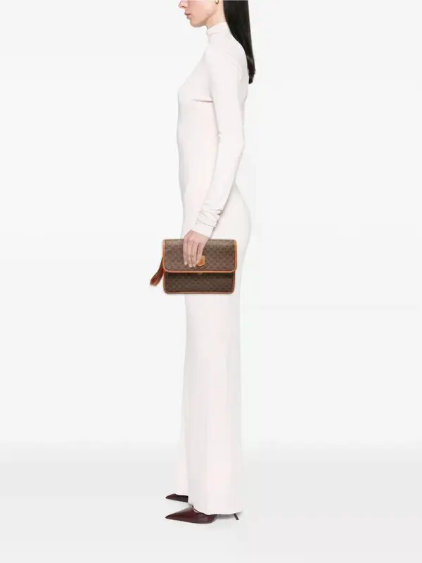 Celine 2008 Macadam Coated Canvas Clutch Bag - Brown