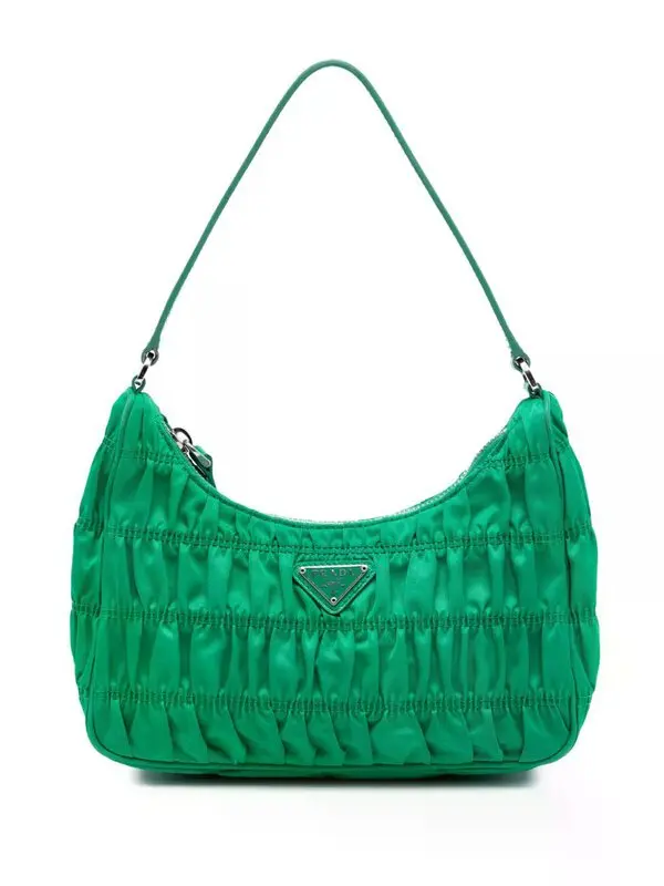 Prada 2000-2013 Tessuto Gaufre Re-edition Shoulder Bag - Green