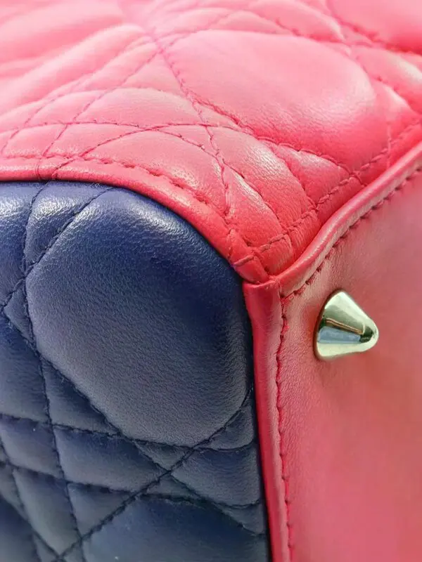 Dior 2013 Medium Tricolor Lambskin Cannage Lady Handbag - Pink