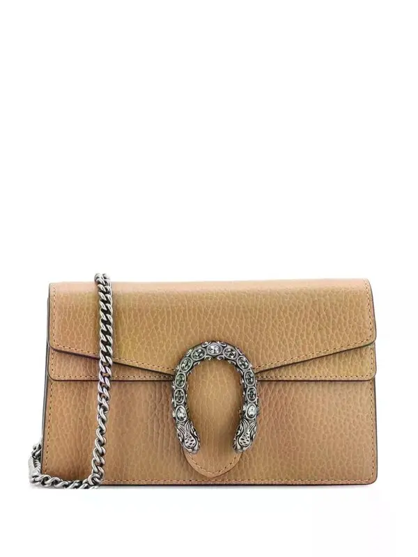 Gucci Dionysus Bag Leather Super Mini Clutch Bag - Brown