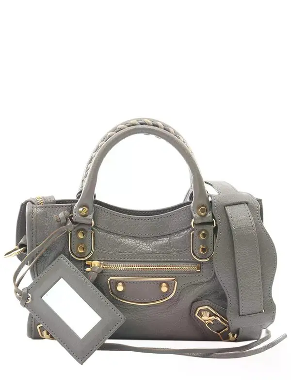 Balenciaga 2010-2026 Mini Motocross Classic Metallic Edge City Satchel - Grey