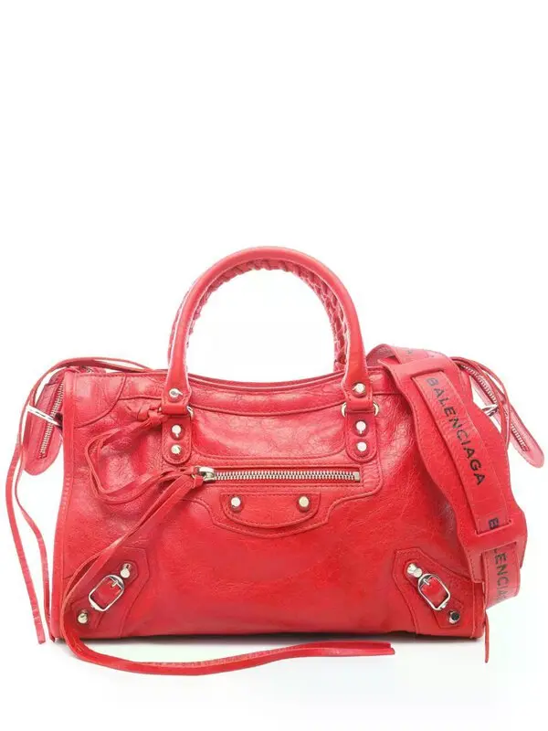 Balenciaga 2010-2026 Small Lambskin Motocross Classic City Satchel - Red