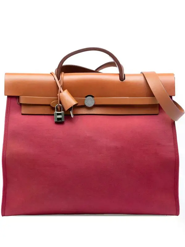 Hermès 2012 Toile Herbag Zip 39 Satchel - Red