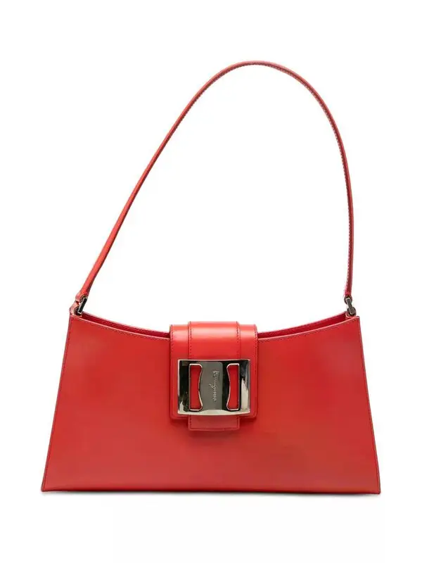 FERRAGAMO Leather Vara Shoulder Bag - Red