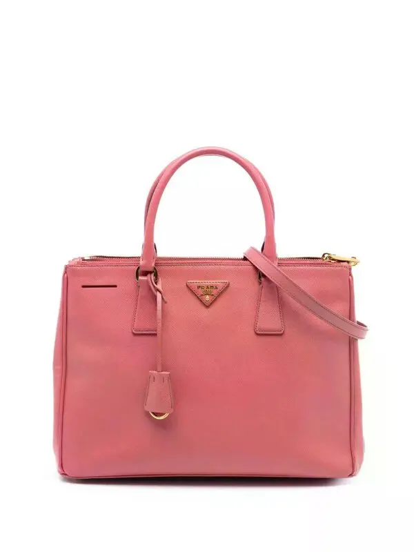 Prada Saffiano Lux Galleria Double Zip Satchel - Pink