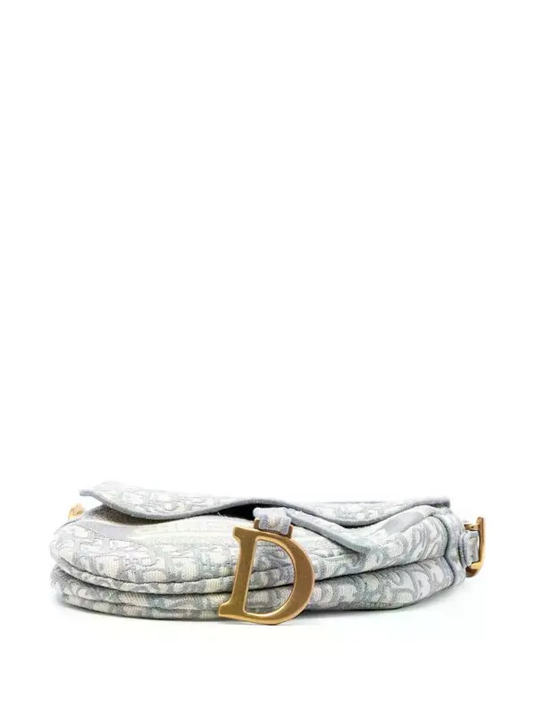 Dior Oblique Embroidered Canvas Saddle Bag - Grey