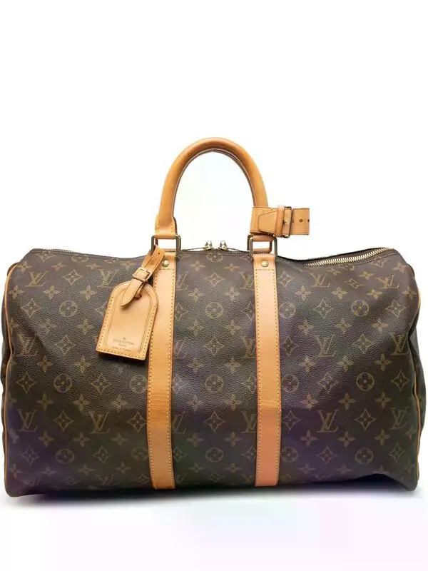 LOUIS VUITTON 2001 Monogram Keepall 45 Travel Bag - Brown