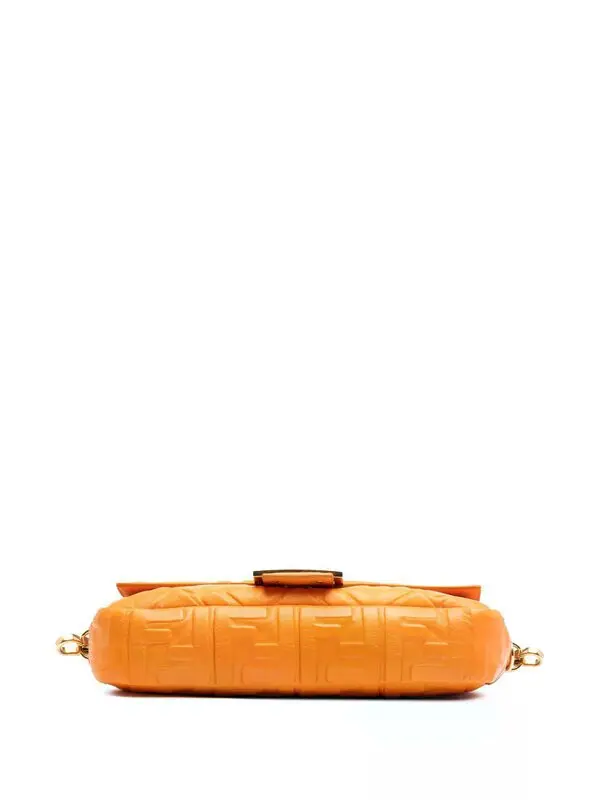 Fendi 2010-2025 Zucca Embossed Leather Baguette Satchel - Orange