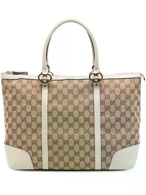 Gucci Gg Canvas Lovely Tote Bag - White