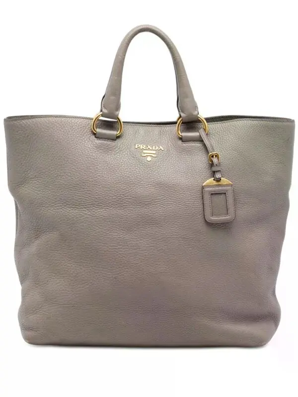 Prada 2013-2025 Vitello Daino Open Convertible Tote Satchel - Grey