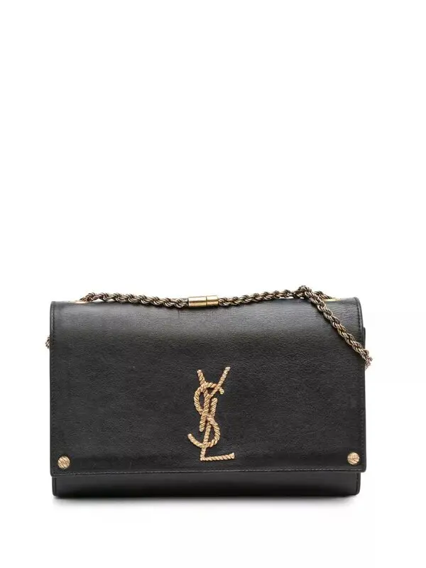 Saint Laurent 2016 Medium Braided Monogram Kate Crossbody Bag - Black