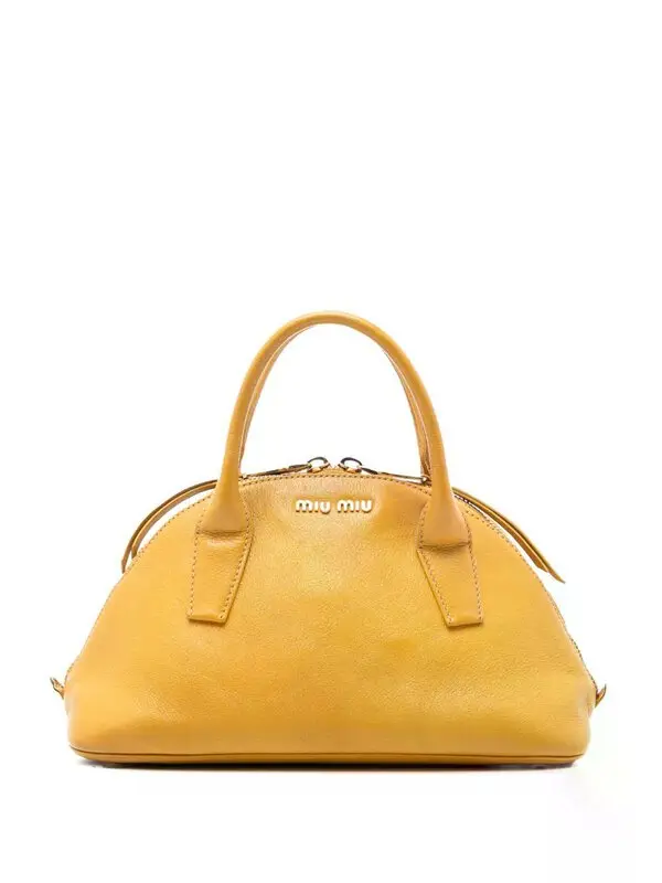 Miu Miu 2010 Goatskin Madras Bowling Bag Satchel - Yellow