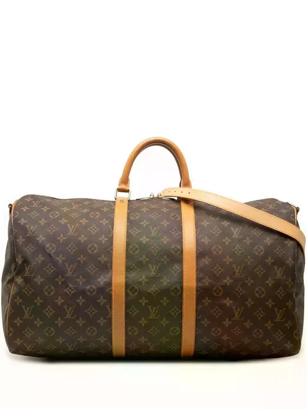 LOUIS VUITTON 1996 Monogram Keepall Bandouliere 55 Travel Bag - Brown
