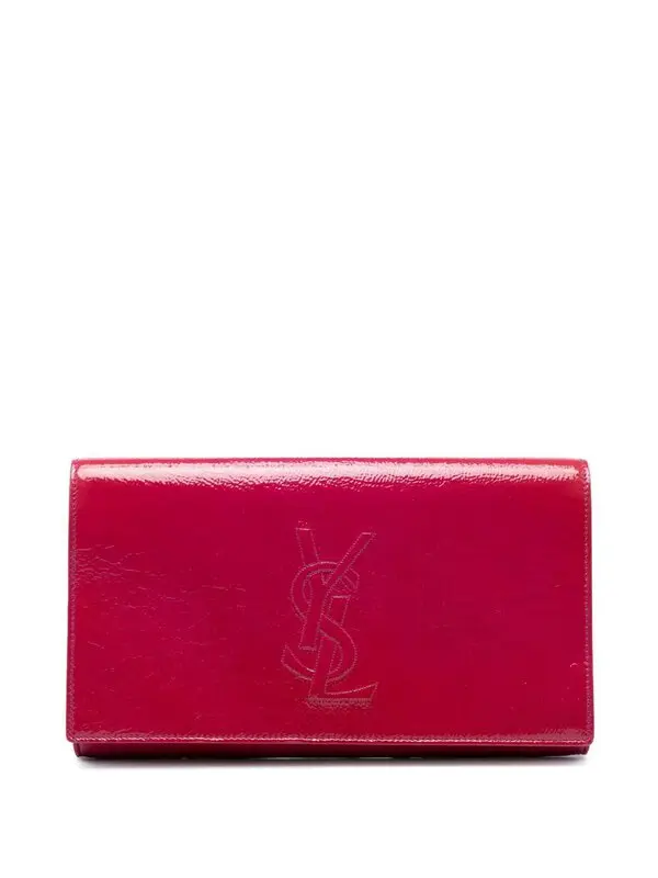 Saint Laurent 2018 Large Textured Patent Belle De Jour Clutch Bag - Pink