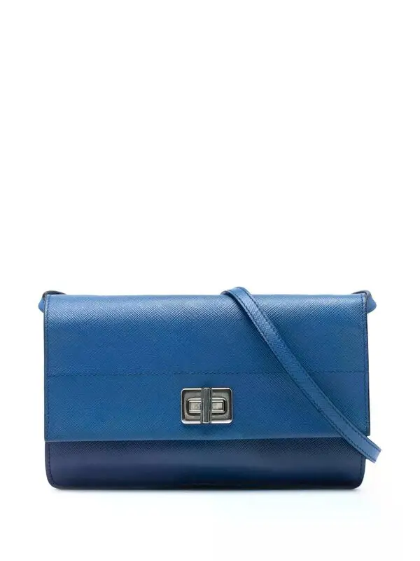 Prada Saffiano Leather Wallet On Strap Crossbody Bag - Blue