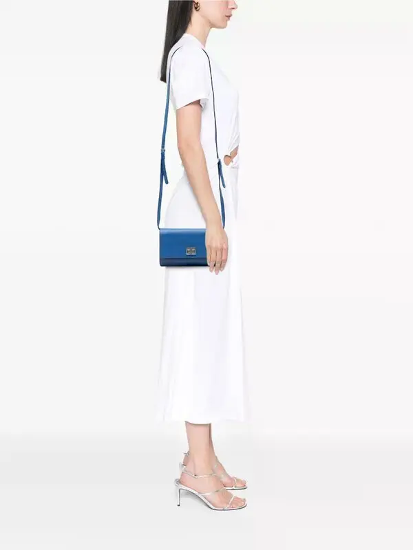 Prada Saffiano Leather Wallet On Strap Crossbody Bag - Blue