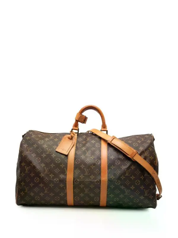 LOUIS VUITTON 1989 Monogram Keepall Bandouliere 55 Travel Bag - Brown