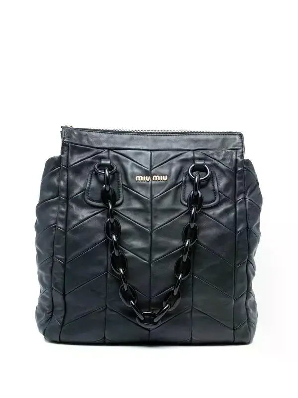 Miu Miu 2010-2025 Quilted Nappa Tote Bag - Black