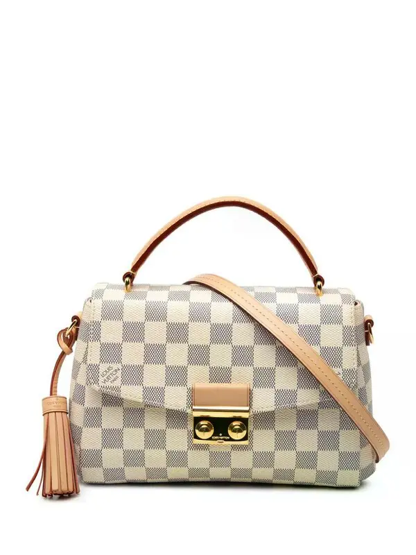 LOUIS VUITTON Damier Azur Croisette Satchel - White