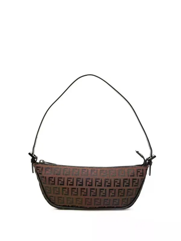 Fendi 2000-2010 Mini Zucchino Canvas Shoulder Bag - Brown