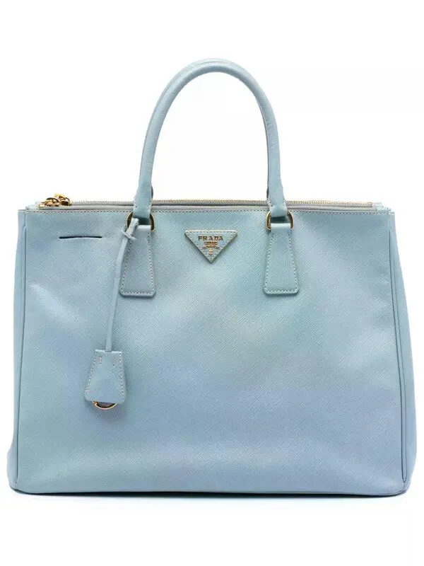 Prada 2010-2026 Large Saffiano Lux Galleria Double Zip Satchel - Blue