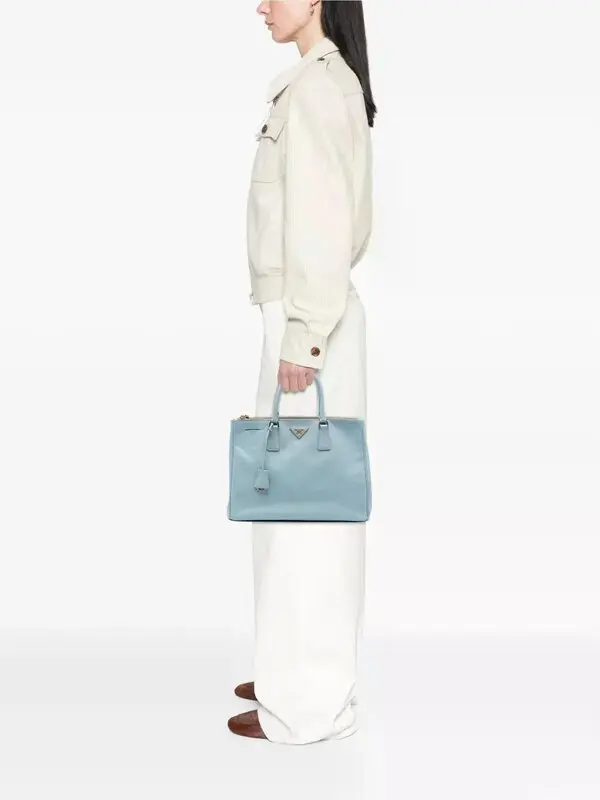 Prada 2010-2026 Large Saffiano Lux Galleria Double Zip Satchel - Blue