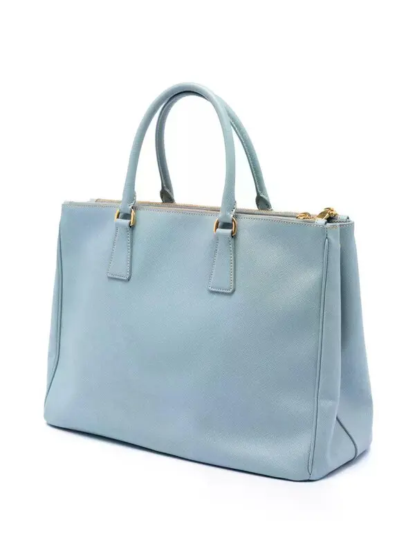 Prada 2010-2026 Large Saffiano Lux Galleria Double Zip Satchel - Blue
