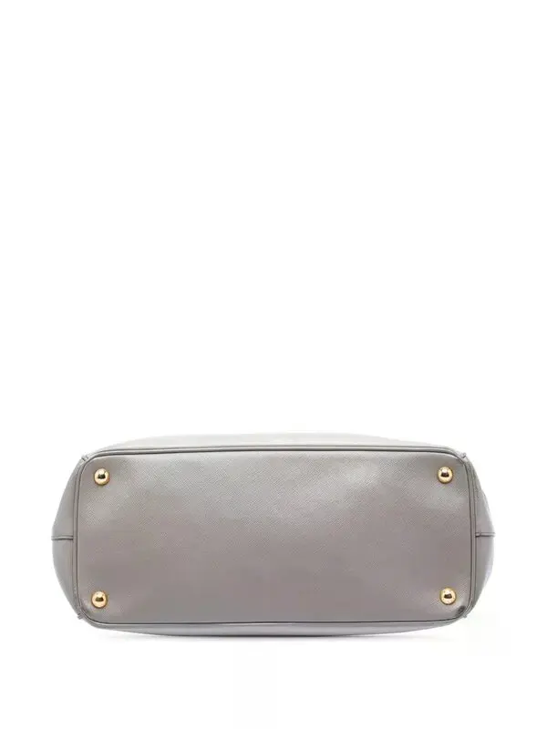 Prada Medium Saffiano Lux Galleria Double Zip Satchel - Grey