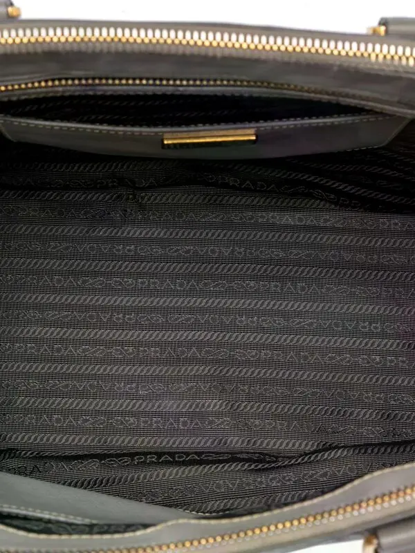 Prada Medium Saffiano Lux Galleria Double Zip Satchel - Grey