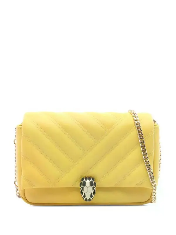 BVLGARI 2010-2026 Quilted Leather Serpenti Forever Cabochon Crossbody Bag - Yellow