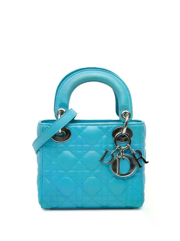 Dior 2012 Mini Lambskin Cannage Lady Satchel - Blue