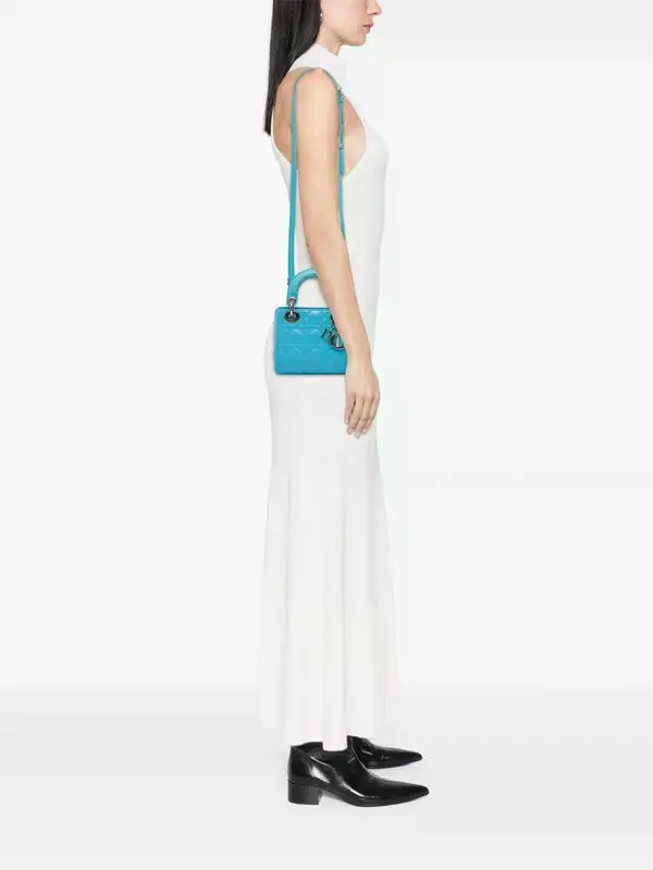 Dior 2012 Mini Lambskin Cannage Lady Satchel - Blue