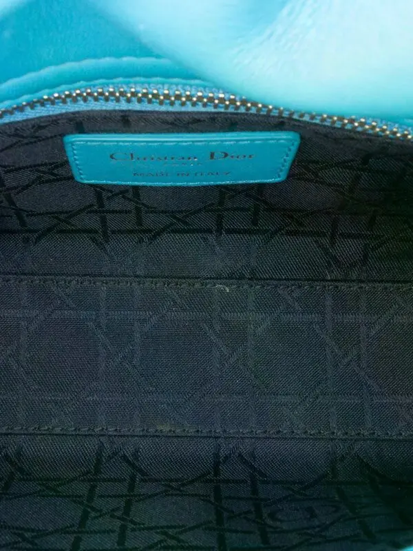 Dior 2012 Mini Lambskin Cannage Lady Satchel - Blue