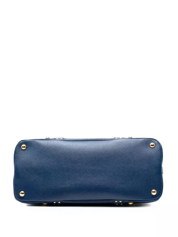 Prada Studded Saffiano Cuir Promenade Satchel - Blue