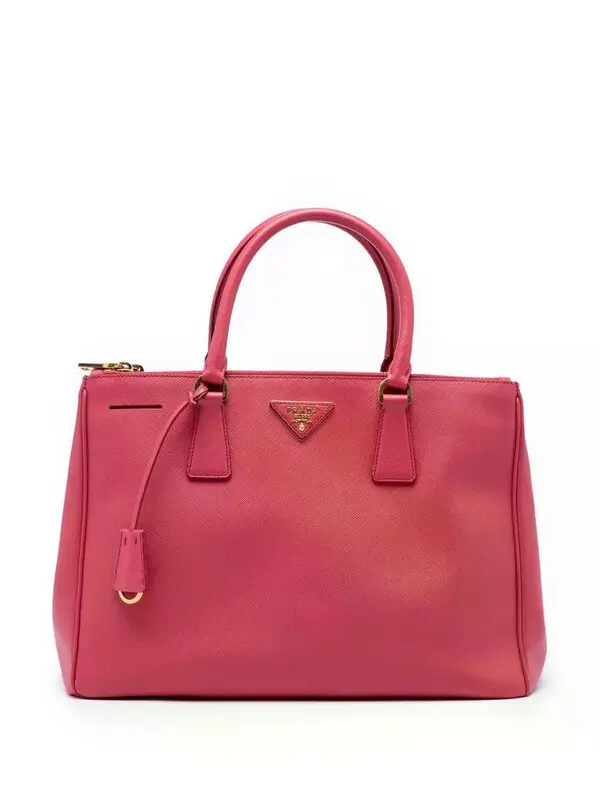 Prada 2015-2025 Medium Saffiano Lux Galleria Double Zip Tote Satchel - Pink