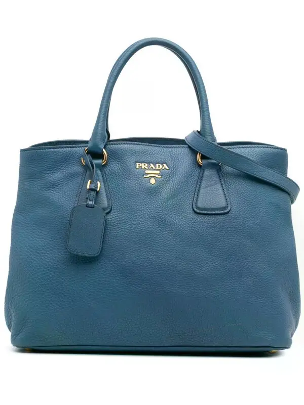 Prada Vitello Daino Open Convertible Tote Satchel 2000-2025 - Blue