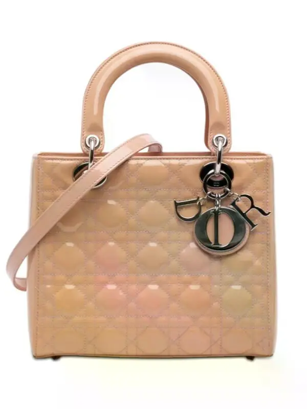 Dior 2014 Medium Patent Cannage Lady Satchel - Brown