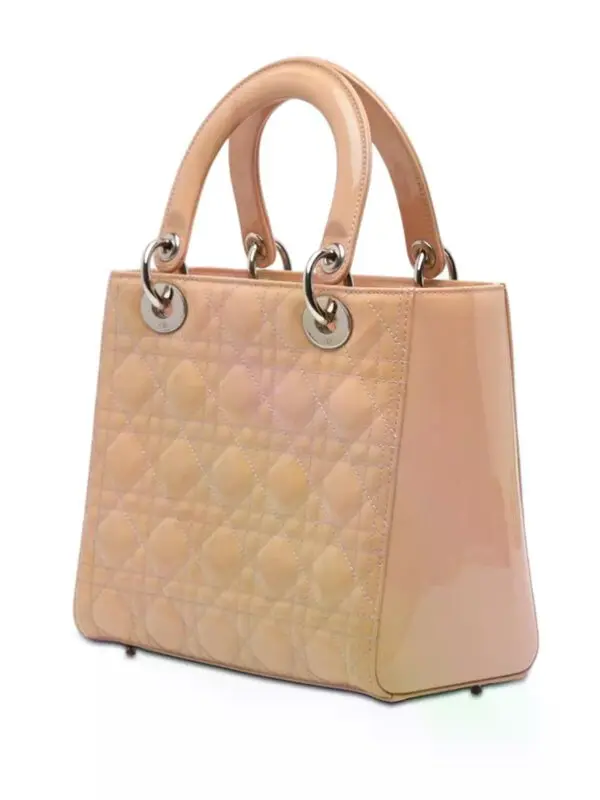 Dior 2014 Medium Patent Cannage Lady Satchel - Brown