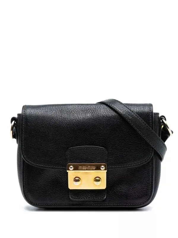 Miu Miu 2010-2025 Goatskin Madras Crossbody Bag - Black